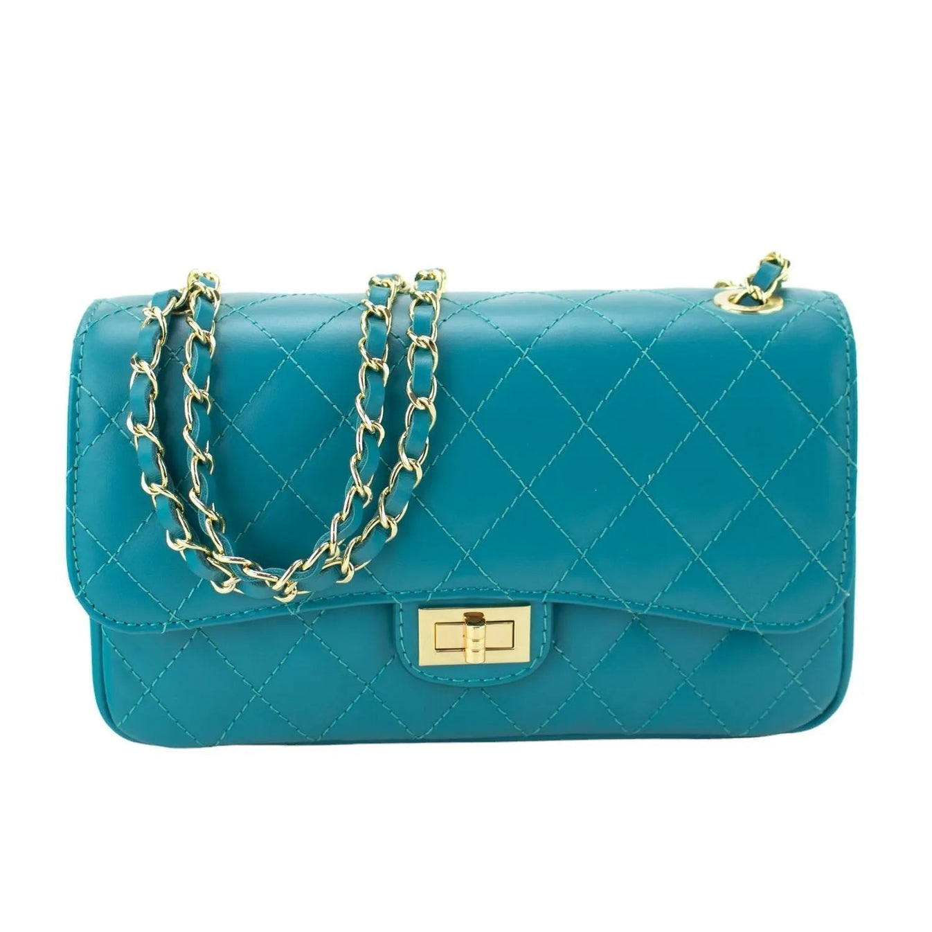 Bolso Piel Pregato Classy Turquesa